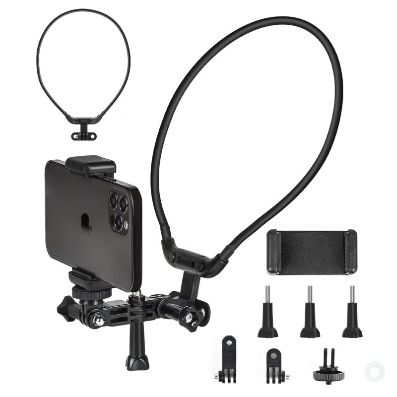 Action 2/3 X2/X3用アクセサリー 多角度調整可能 アクションカメラ用首掛け スマホホルダー付き他アクションカメラ対応上質な素材で快適にご 用アクセサリー 高品質なABS素材で作って、内部には丈夫でしなやかなシリカゲル素材で、首...