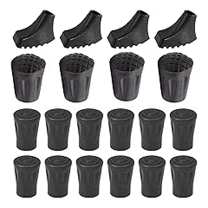 ゴム製トレッキングポールキャップ トレッキングポールキャップ ウォーキングポール用交換用保護キャップ 滑り止め 耐摩耗性 ハイキング 登山 スキーの交換用 3種類 汎用性 合計20個トレッキングポール用ラバーキャップ20個セットは、12個入...