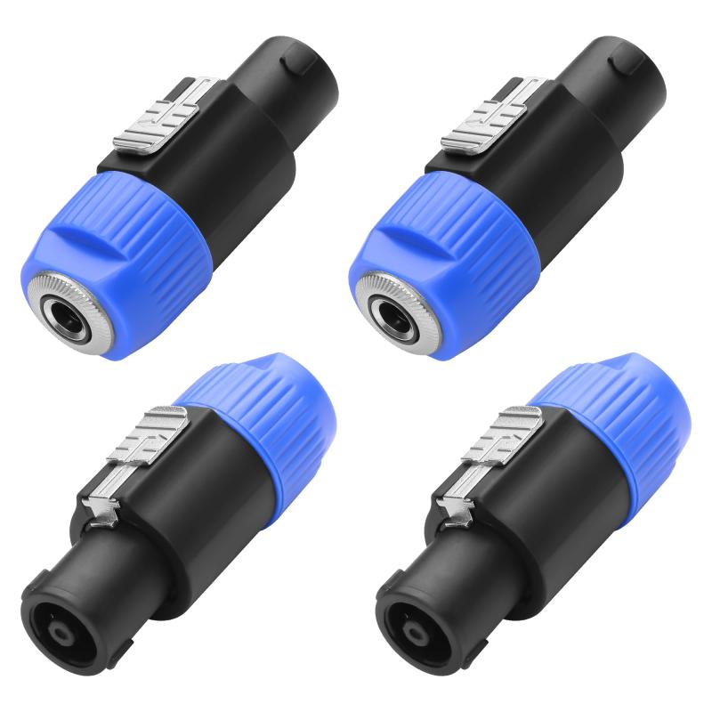 4個 NL4FC スピーコン変換アダプタ ロック式 オス-メス TS 6.35mm(1/4インチ) モノラル スピーカー・アンプ・ミキサー対応 音響機器 変換プラグ本製品のSpeakonオス - 1/4インチメス変換コネクタは、オーディオ機...