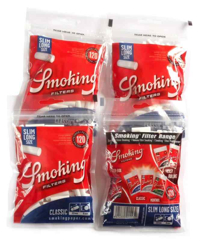 [smoking]　スモーキング　クラシック　スリムロング　フィルター　120個入×4　手巻きタバコ　シャグ