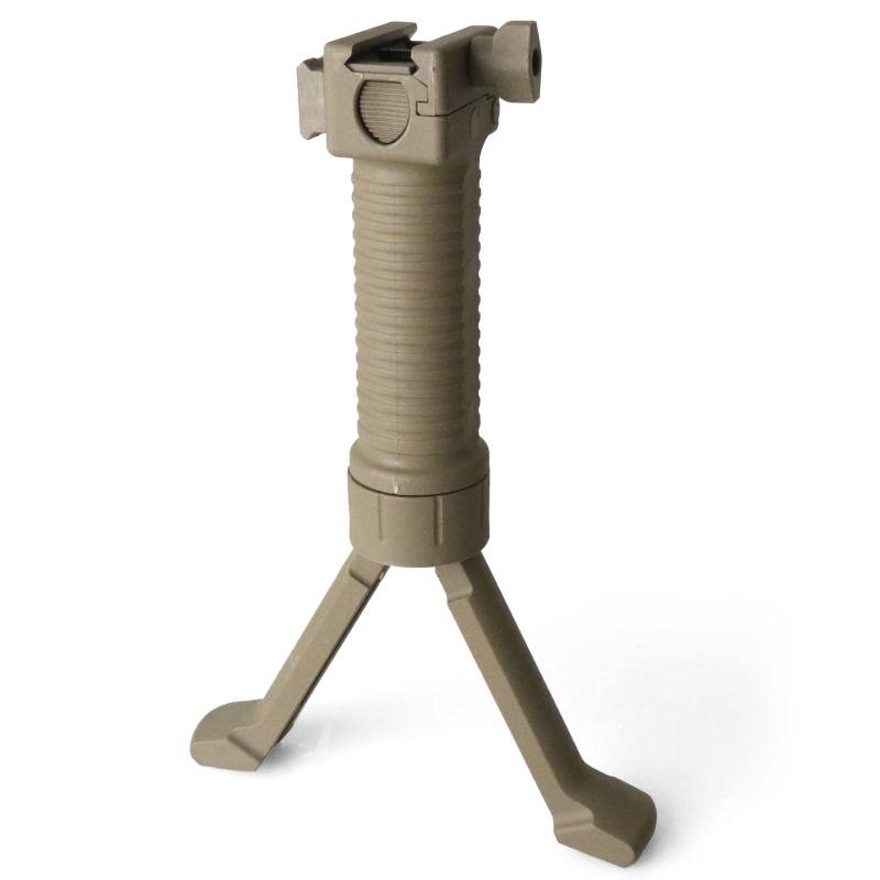 バイポッドグリップ 伸縮便利ワンタッチ 20mmレール対応 DE bipod-003tan