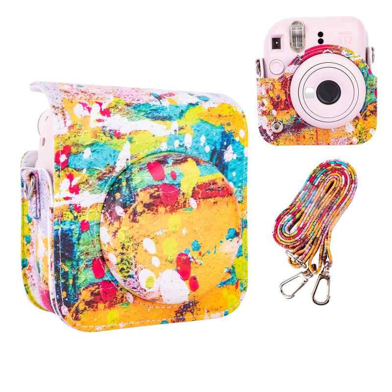 「アーティストシリーズ」チェキケース Instax Mini 12用、Fujifilm チェキミニ12カメラケース ショルダーストラップ付き PUレザー