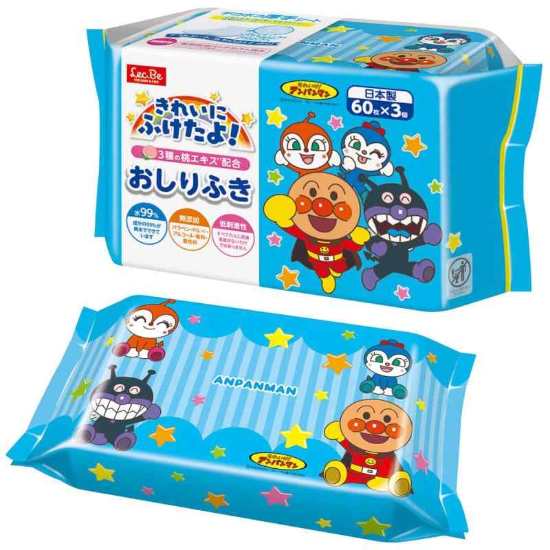 アンパンマン 純水99% おしりふき デコボコ 厚手シート 日本製/低刺激性 / 3種の桃エキス配合