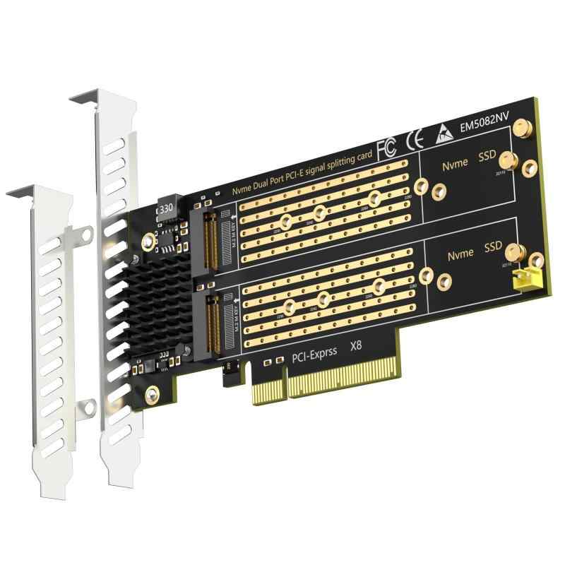 M.2 NVMe to PCIe 4.0 X8 アダプター（PCIe 分岐なし）、OSツールによるソフトM.2 NVMe RAID設定対応（22110/2280サイズ対応）、PCIe分岐対応マザーボードが必要デュアルU.2からPCIe 4....