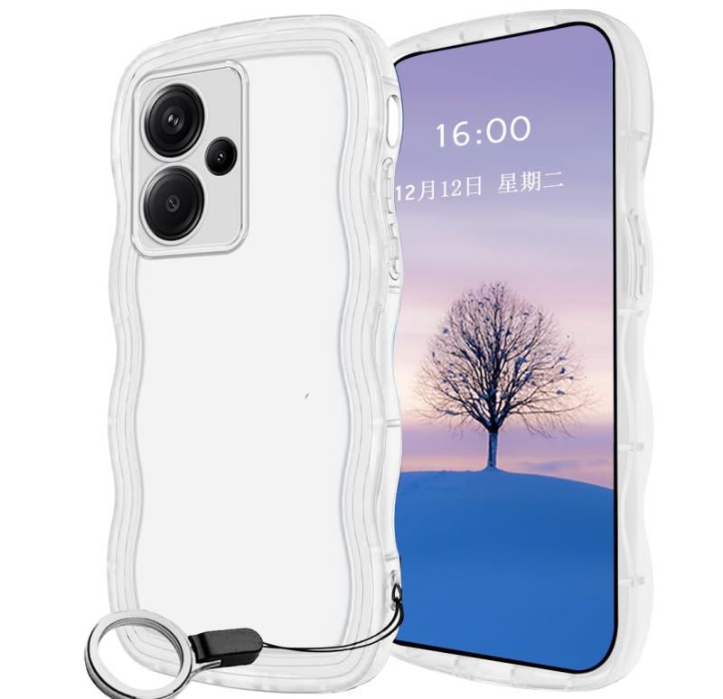 Xiaomi 14T ケース クリア ウェーブ TPU波状のバンパー 透明 スマホケース かわいい うねうね シャオミ 14T ウェーブ デザイン 可愛い 韓国 女性用 薄型 人気 おしゃれ 耐衝撃 ストラップホール付