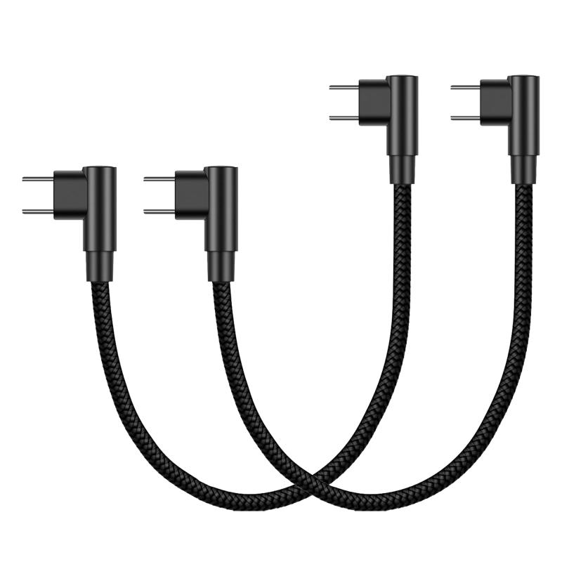 USB-C ＆ USB-C ケーブル L字型 0.25m 短い PD 60W急速充電対応 /USB2.0規格高耐久ナイロン Type C (C to C) ケーブル 25cm スマートフォン・タブレット・ゲーム機等Type-C 機器対応L字...
