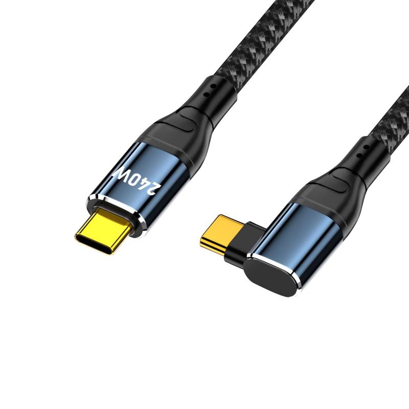 CYケーブルUSB-C 240 W Type-Cパブリックケーブル48 V 5 A対応USB 2.0 480 Mbps 100 Wノートパソコンタブレット充電アングルタイプ ポート周りにスペースが限られている場合でも、メスポートに接続できま...