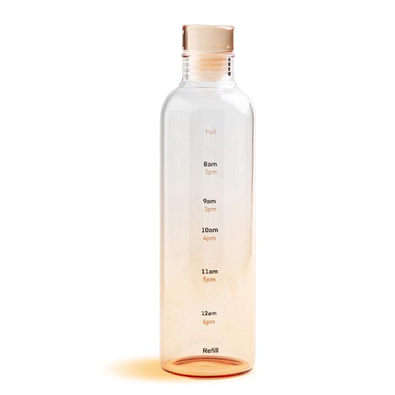 ボトル 水筒 ガラス 大容量 500ml ポータブル 直飲み タイムマーカー付きウォーターボトル BPAフリー スポーツウォーターボトル 大人 子ども アウトドア 登山用 キャンプ ランニング ジム ハ