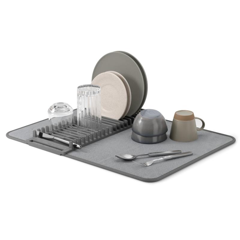 umbra UDRY 水切り マット 61x46cm チャコール キッチン 食器 お皿立て付き 水切り 吸水マットW61×D3×H45.7cm