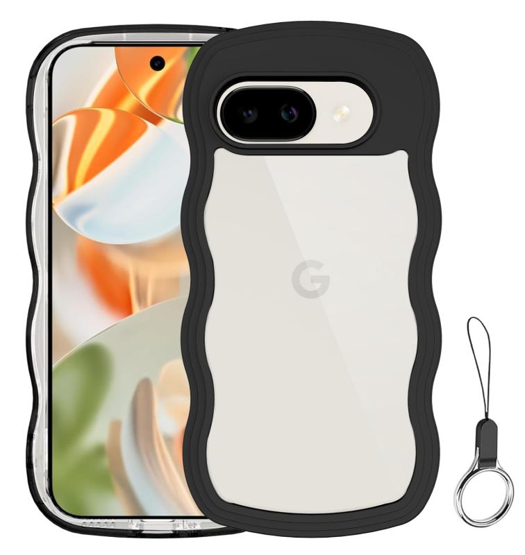 Google Pixel 9A ケース クリア ウェーブ ピクセル 9A TPU波状フレーム うねうね グーグル ピクセル9A 滑り止め スマホケースウェーブ デザイン 手にフィット 韓国 可愛い 女性用 女子向け 透明 ケ
