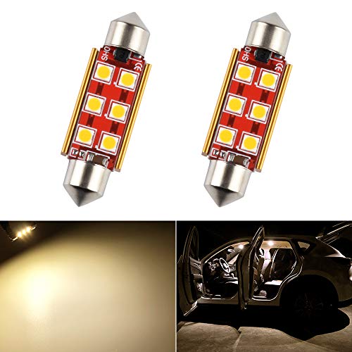 Futwod T10 41 LED ルームランプ 電球色 LEDバルブ T10 41mm LED ルーム バルブ 車内灯 トランクライト ナンバー灯 12V - 24V 車用 C5W LEDライト LED電球 ウォームホワイト 暖かい白 3...