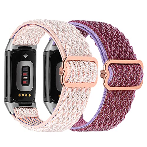 Wearlizer Fitbit Charge6/Charge5バンド フィットビット チャージ6/チャージ5に対応 ナイロン製弾性バンド スポーツバンド ベルト 軽量通気性 工具が要らなく、気軽に差し替える 柔らかく 男性 女性 レディー...