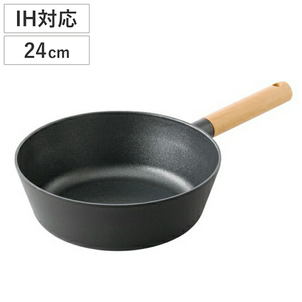 サイズ約 幅25.5×奥行41.5×高さ8.7（cm）内径：約 24（cm）重量約 580g内容量1個材質本体：アルミニウム合金(内・外面：フッ素樹脂加工)底面：ステンレス鋼ハンドル：木製生産国韓国製熱源IH・ガス火両対応区分返品・キャンセ...