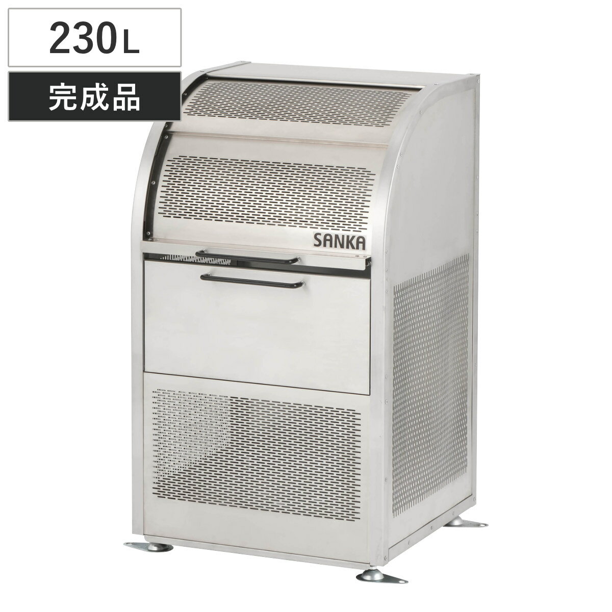サイズ約 幅60×奥行61.5×高さ105.9（cm）重量約 31kg容量約 230L内容量1台材質本体：ステンレス、高耐食溶融めっき鋼板金具、ネジ：ステンレス、アルミハンドル：ステンレス（SUS304)ハンドルゴム：ポリ塩化ビニルアジャス...