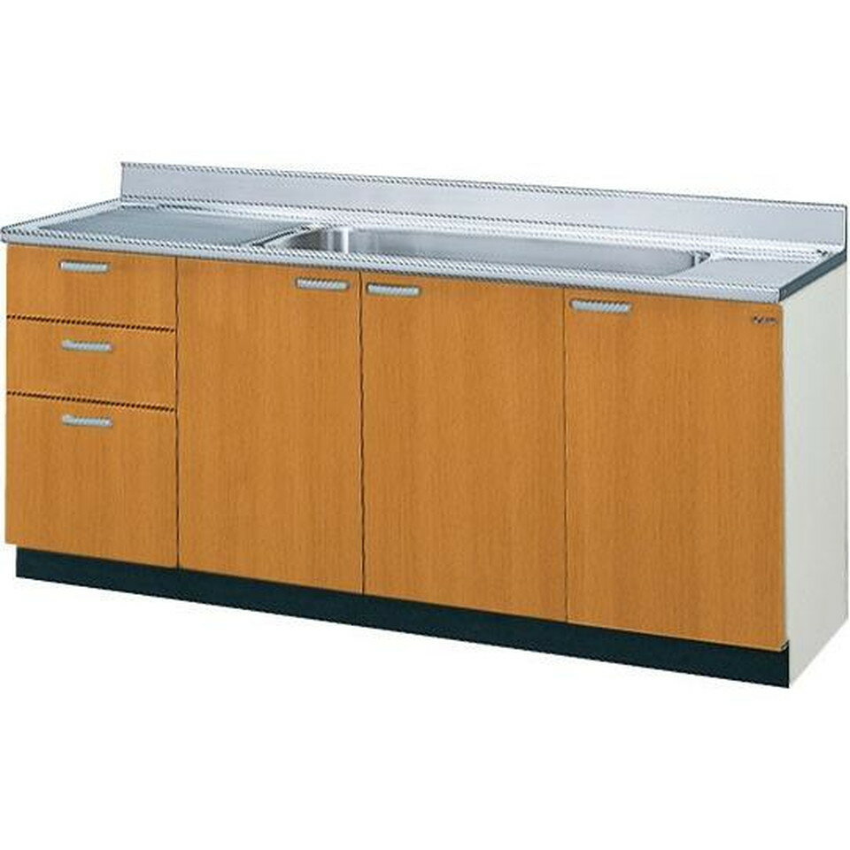 シリーズ名：木製キャビネットGSシリーズ　流し台3段引き出し　品番：GS-S-180JXT　仕様：ジャンボシンク（点検口付）　寸法：間口180，奥行55，高さ80cm　付属品：排水ジャバラホース※画像はイメージ画像となります。ご注文の際は必...