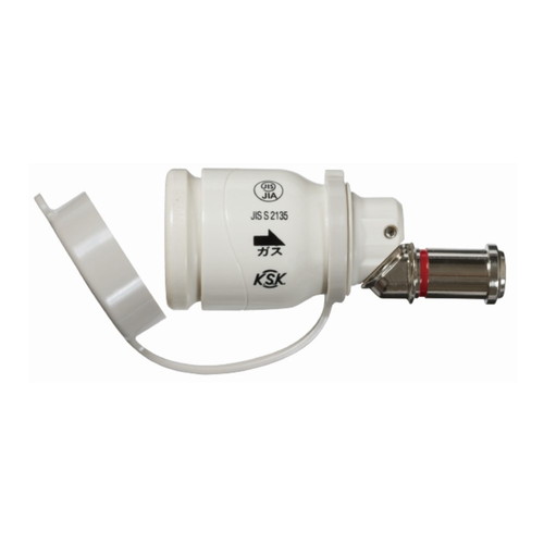 商品名 光陽産業 ゴム管用ソケット SL自在型 内容量 1個 商品説明 ●多重シール：メインシールに髪の毛や米粒等の異物が付着してもガス漏れを防止する。●装着確認の青線：完全装着の確認ができる。●SL自在：無理な接続を防ぐ。赤線でゴム管差込...