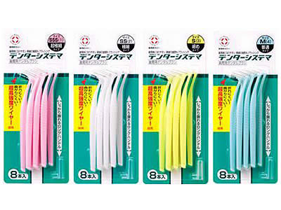 商品説明「デンター システマ 歯間ブラシ S 8本入」は、歯周病菌の巣が形成されやすい奥歯の歯間も、しっかりブラッシングできる歯間ブラシです。折れにくく、曲がりにくい超高強度ワイヤーとワイヤー強度を高める先細ノズルを採用。ヘッドは口腔内で操...