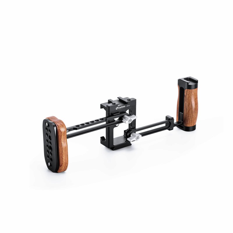 レオフォト PH-01 スマートフォン用フォールディングハンドルセットスマートフォンホルダー＆スライド可動の大型ハンドルのセット 主な仕様高さ(通常)：90mm　高さ(ハンドル直交時)：168mm　幅：171-291mm　奥行：49mm　ク...