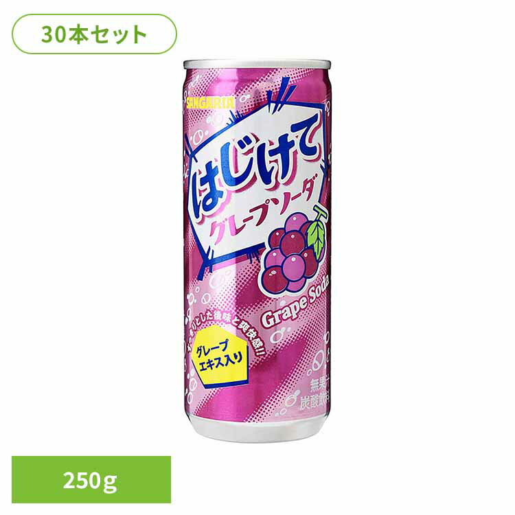 すっきりとした後味と、はじけるような炭酸の爽快感をお楽しみいただける、グレープエキス入りの炭酸飲料です。※リニューアルに伴い、パッケージ・内容等予告なく変更する場合がございます。予めご了承ください。●内容量250g●原材料果糖ぶどう糖液糖（...