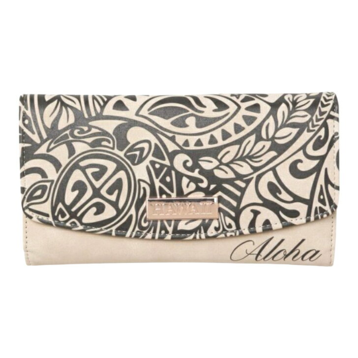 【ハワイアン トライバル ウォレット】財布 長財布 ヤギ革 トライバル タパ YELLOW ALOHA ハワイ ハワイアン雑貨 財布 長財布 コンパクト コインケース トライバル ホヌ ALOHA アロハ ハワイ ハワイアン雑貨 かわいい ...