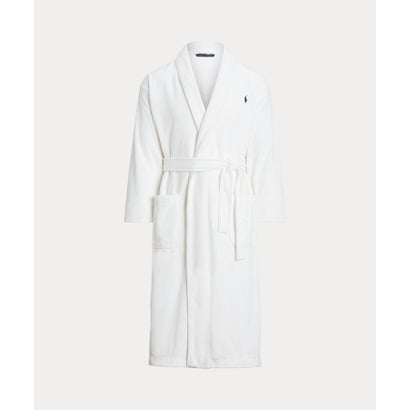 柔らかいフリースを使用したローブ。パッチポケットとウエストのセルフベルトが特徴のデザイン。胸にシグネチャーのポニー刺繍のアクセント・ラップシルエット・ショールカラー・長袖・左胸にシグネチャーのポニー刺繍・フロントウエストにパッチポケット2つ...