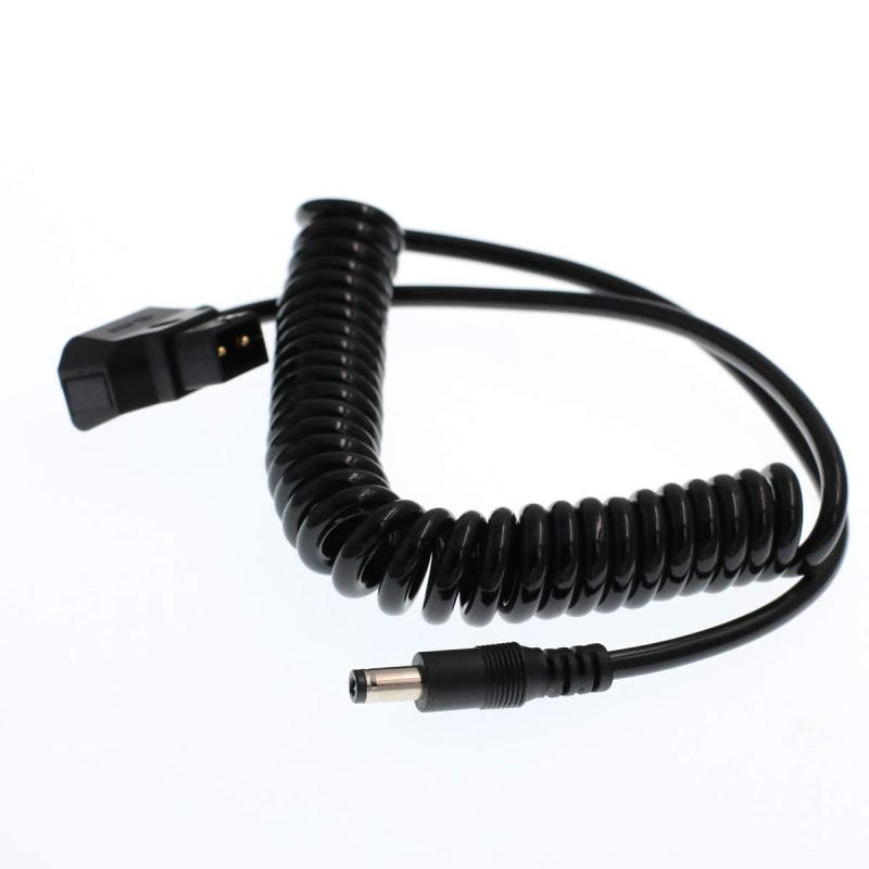 DRRI D-Tap オス - DC 5.5x2.5mm ジャックコイルケーブル Blackmagic ビデオアシスト用コネクターA:標準オスD-tap/P-tap。コネクターB:DC 5.5x2.5mmプラグ。Gold Mountバッテリ...
