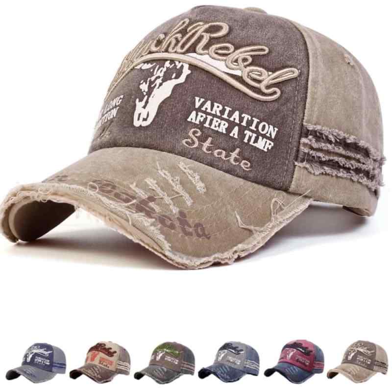 [JRong001] 帽子 キャップ メンズ レディース 野球帽 つば付き レトロ 刺繍 ダメージ加工 綿 UVカット 調整可能 男女兼用 アウトドア スポーツ 登山、釣り、ゴルフに最適【素材と快適性】100% コットン。高品質なコットンを...