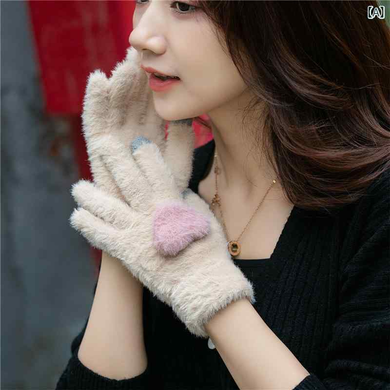 韓国 ニット 手袋 女性 冬 かわいい 裏起毛 暖かい シンプル 学生 タッチ スクリーン 綿 ベルベット 五 指 愛機能: 暖かいしてください商品番号: ST304スタイル: 指の手袋色: ベージュ,ライトグレー,カーキ,ピンク,濃いグレ...