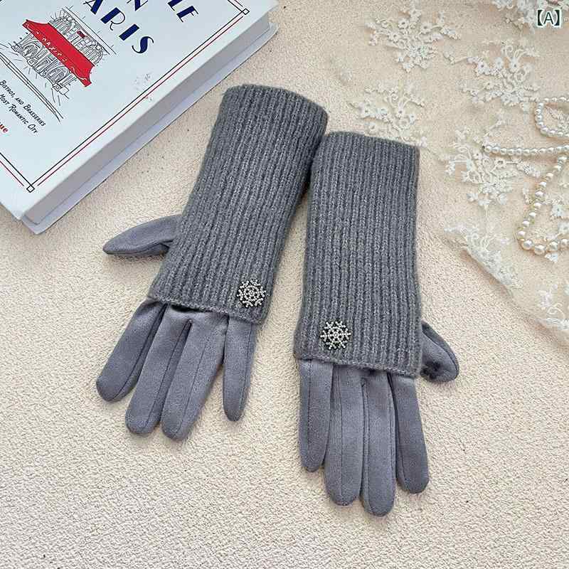 3個セット女性用 雪の 結晶 模様 ニット 暖かい 手袋 おしゃれで 厚手 毛糸 学生や サイクリングに 最適 タッチ スクリーン 対応の 指 付き 手袋: ボー・ウェイイン機能: 滑り止め,タッチスクリーン,暖かい,防風性商品番号: 22...
