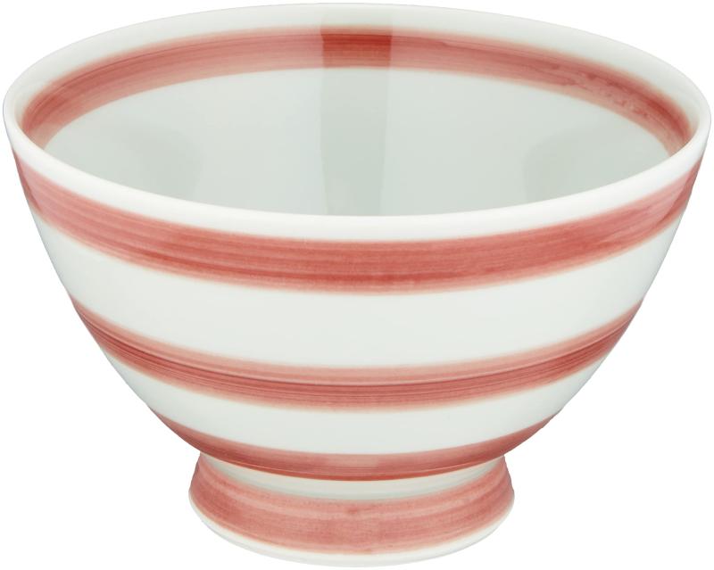 波佐見焼 天龍製陶所 ボーダー 飯碗 赤サイズ:約直径10.6×高さ6.5cm重量:約160g素材:磁器生産国:日本