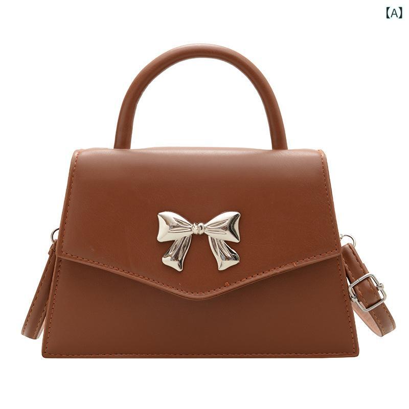 ファッション 2025 小さい 正方形 バッグ カジュアル 西洋 スタイル 優しい ショルダーバッグ ポータブル リボン チェーン レディース クロス ボディバッグ色: ブラウン,ローズレッド,白,黒,カーキ,Blueスタイル: 都会的なシ...