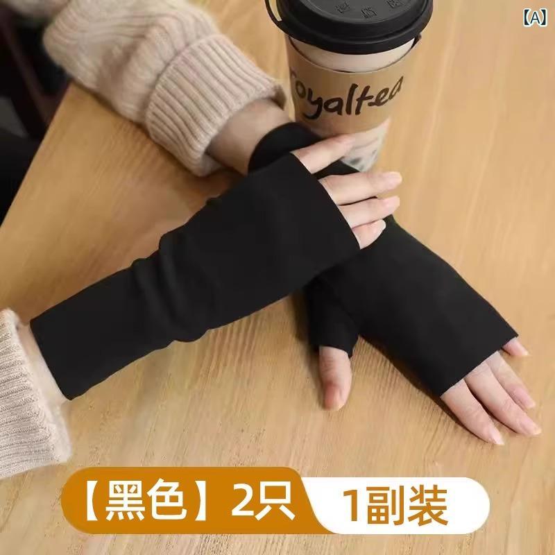 徳 絨 毛の 半分の 指の 手袋の レディース 冬 半分の 切れの 指の ベルベットの 保温の 防寒の 車 学生は 字を 書いて タッチ パネルを 指します。機能: その他商品番号: 5058スタイル: ハーフフィンガーグローブ色: 【ブラ...