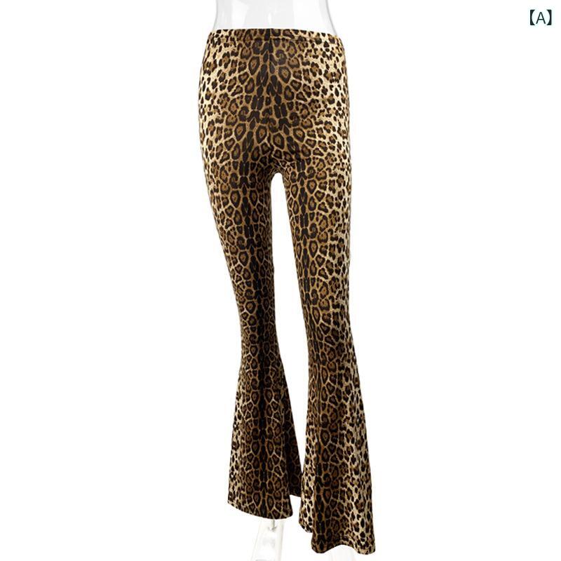 パンツ レディース ハイウエスト カジュアル スリム ヒョウ柄 フレア 春 普段使い 伸縮性 綿 ビッグシルエット・カテゴリ: カジュアルパンツ・スタイル: フレアパンツ・パンツタイプ: スキニー・パンツ丈: ロング・ウエスト: ハイウエス...
