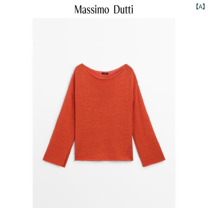 セーター レディース ニット トップス ボートネック 長袖 赤色 フィット ビッグシルエット ラフスタイル 普段使い 伸縮性 綿 秋冬・カテゴリ: セーター・スタイル: カジュアル・主な素材: 綿90%-95%・ネックライン: Uネック・袖...