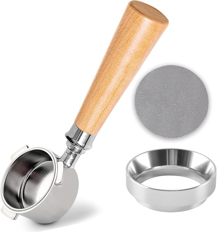 Tubbi ポルタフィルター 51mm EC680/EC685適用 - エスプレッソポルタフィルターセット ドージングリングとパックスクリーン付き コーヒー底なしポルタフィルター 三耳 コーヒーマシン用品【底なし設計】 ボトムレスデザインは...