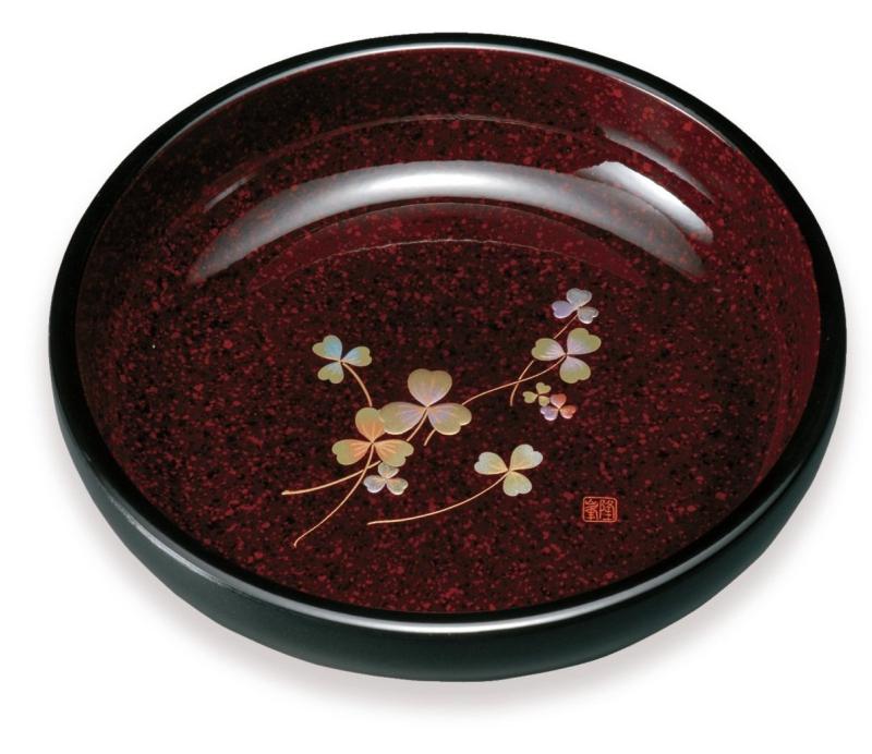 紀州のぬりもの 菓子鉢 7.0 石目塗 クローバー 22-57-8 菓子器 菓子器具 小 おしゃれ かわいい 漆器 日本製