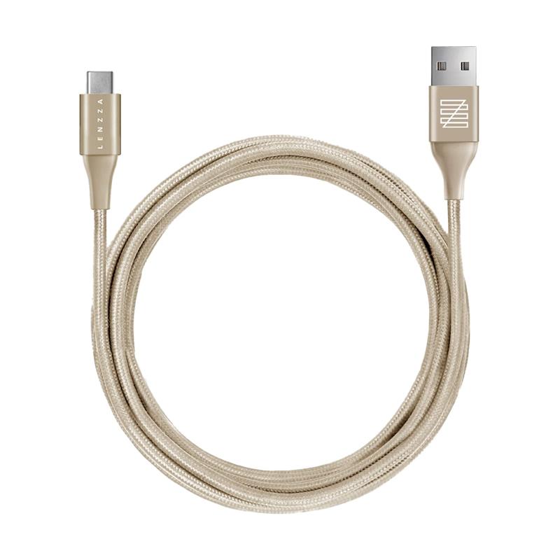LENZZA USB Type C ケーブル USB-C &amp; USB-A (2m) メッシュ 超高耐久 2.4A 高速充電