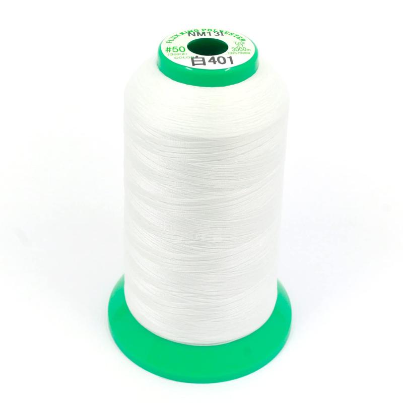 FUJIX(フジックス) 業務用 キング ポリエステル ミシン糸 50番 普通地 3000m col.401 白素材:ポリエステル100%主な用途:普通地用使用針:11~14号本体サイズ:3000m巻適当な伸度があります