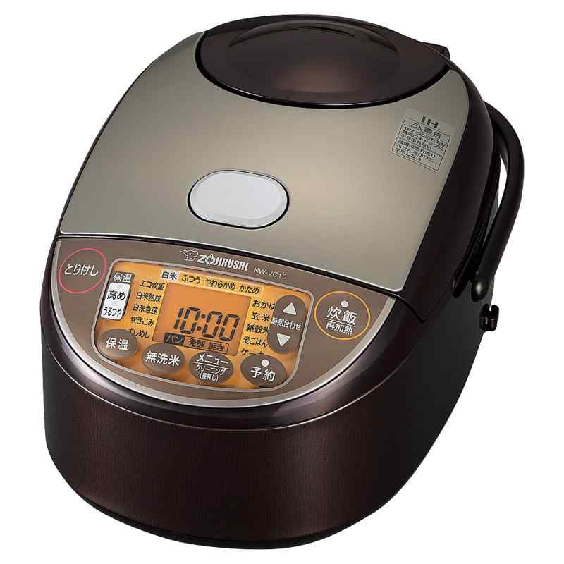 象印 IH炊飯ジャー (5.5合炊き) 極め炊き ブラウン NW-VC10-TA質量:4.0kg。カラー:ブラウン。サイズ:25.5cm×37.5cm×20.5cm。パッケージ重量: 4.72 kg