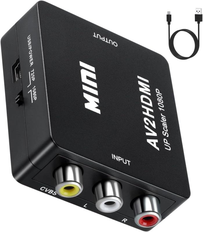 RCA to HDMI 変換コンバーター AV コンポジット hdmi 変換アダプタ 3色端子 hdmi 変換 古いゲーム機（PS1、PS2、SNES、Wii、N64）古いレコーダー(DVD、VCR、VHS)など機器 3色コードからHDMI...
