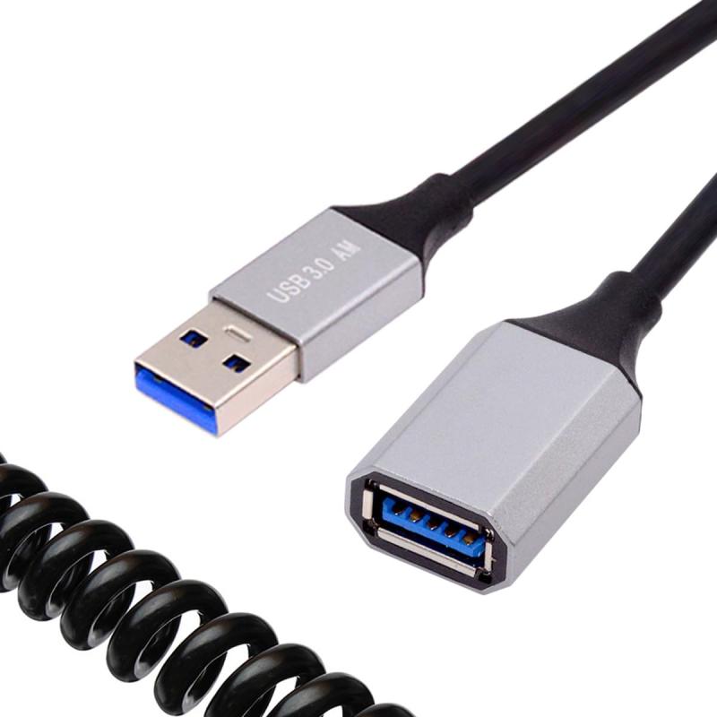Cablecc 5Gbps Micro-USB3.0 ホストから USB3.0-A/C OTG ストレッチ コイルケーブル延長 ディスク電話カメラデータ用 100cm