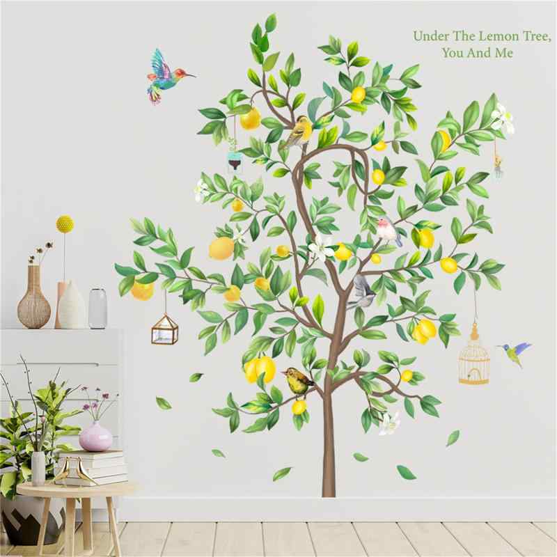 HOTIYOK ウォールステッカー 木 おしゃれ 壁ウォールステッカー はがせる 観葉植物 the lemon tree 大型 ウォールシール 和風 絵画風 植物 ウォールすてっかー 壁紙シール 剥がせる 北欧 リビングステッカー サイズ：...