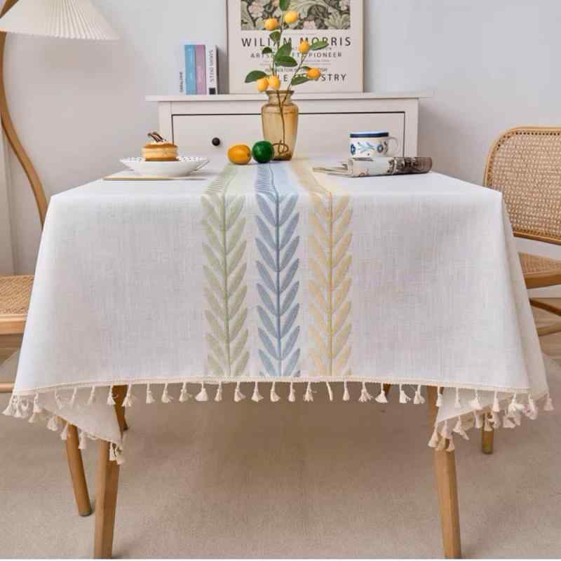 UmiHome テーブルクロス おしゃれ 撥水 北欧 table cloth 長方形 無地 防水 防油 汚れ防止 お手入れ簡単 おしゃれ 厚手 高級テーブルクロス フリンジ付き 滑り止め 正方形 装飾 生地 イベント ダイ