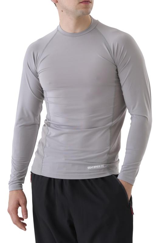 [Seabreeze] アンダーシャツ メンズ 長袖 丸首 接触冷感 インナー 消臭 速乾 脇下メッシュ作業 スポーツ アウトドア コンプレッション 1枚