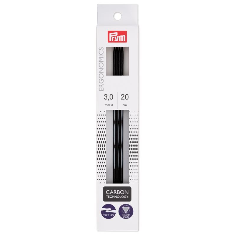 プリム(Prym) エゴノミック カーボン棒針 5本針 20cm 3.0mm PRM194222 ブラック材質:ポリアミド、グラスファイバー長さ 20cm3.0mm(日本号数:3号）5本棒針