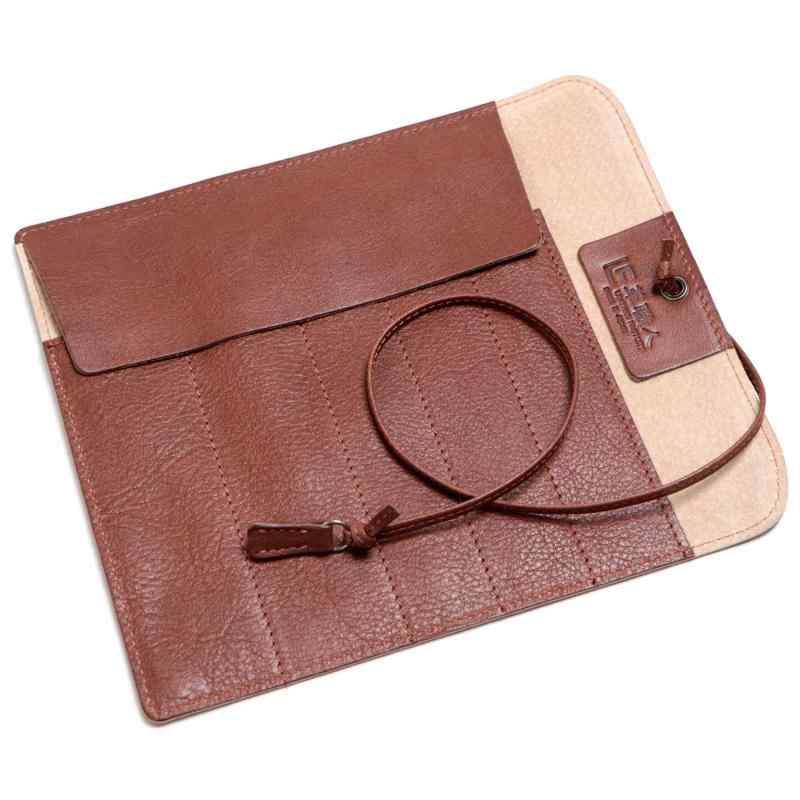 [革職人 LEATHER FACTORY] 革職人 Dualline (デュアルライン) ペンケース 本革 栃木レザー 革製留め具付き 5本差し ロール ペンケース【ペン全体を革で覆い干渉を防止する5本差しロールペンケース】万年筆ケースとし...