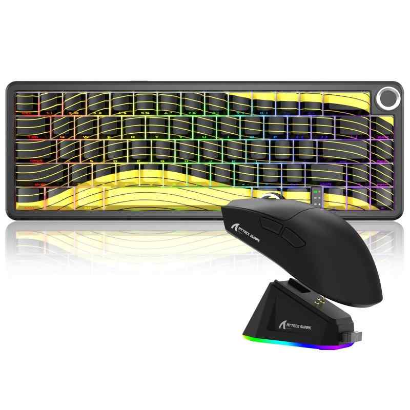 MAMBASNAKE x ATTACK SHARK X65PROHE ラピッドトリガー ゲーミングキーボード ワイヤレス 8kポーリングレート RT 0.01mm対応 ワイヤレス8000Hz対応 2.4G/BT/有線 磁気スイッチ デッドゾ...