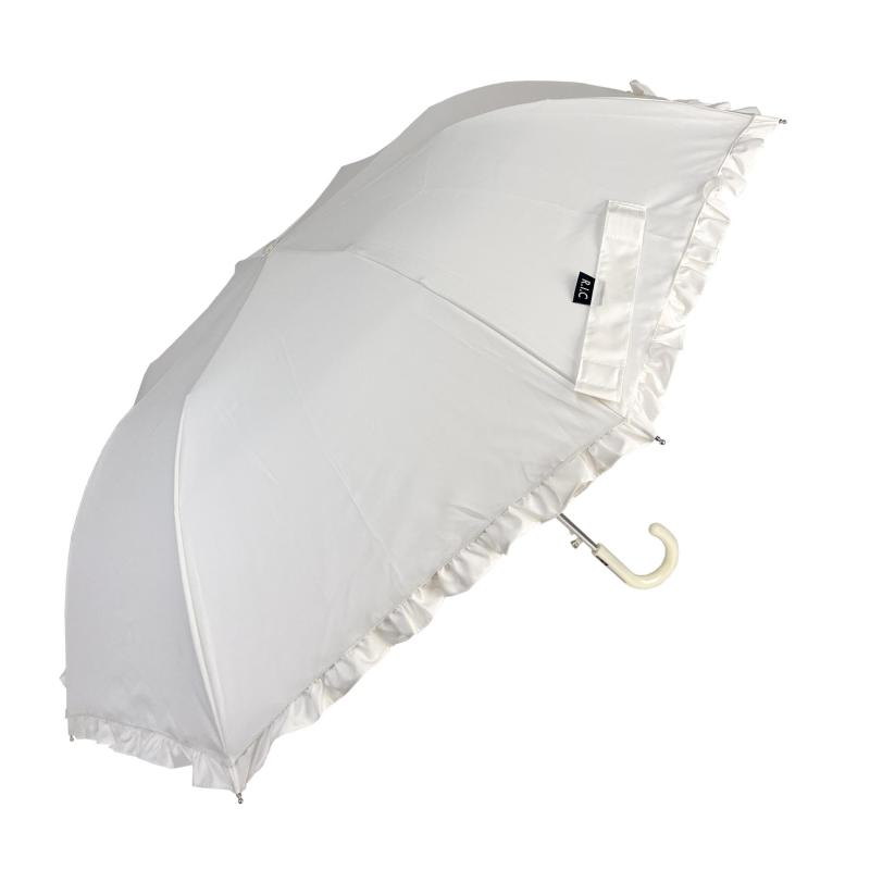 晴雨兼用 日傘 雨傘 折り畳み傘 レディース 親骨 55cm ワンタッチ ジャンブ傘 おしゃれ フリル 軽量 じょうぶ アルミ・グラスファイバー UVカット 耐風構造