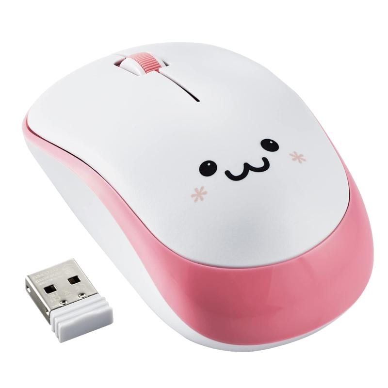 ELECOM 2.4G Wireless, Portable Mobile Smiley-Face Mouse for Right/Left Handed Use, IR LED, 1200 DPI 2.5 Years Long Batte...