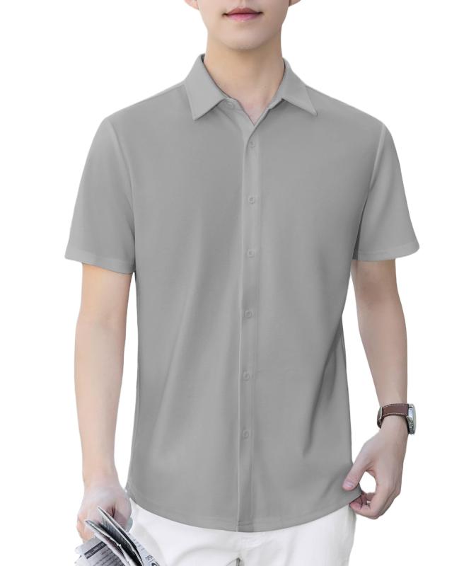 [COOFANDY] シャツ メンズ 半袖 レギュラーカラー ワイシャツ ストレッチ シワなりにくい 透け感が少ない お手入れ簡単 ビジネス レギュラーフィット 速乾 通気 カジュアル 春夏服 ドレスシャ【日本のサイズ、レギュラーサイズ】こ...